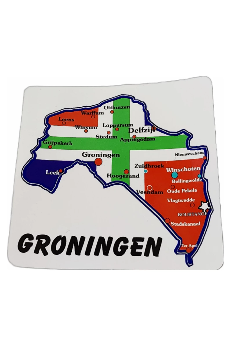 Sticker provincie Groningen plaatsnamen - Groninger Artikelen